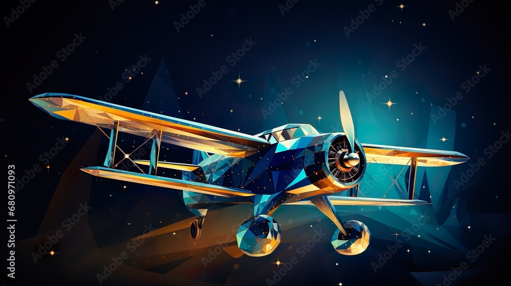 Passengers commercial airplane flying Abstract plane shark form lines ...