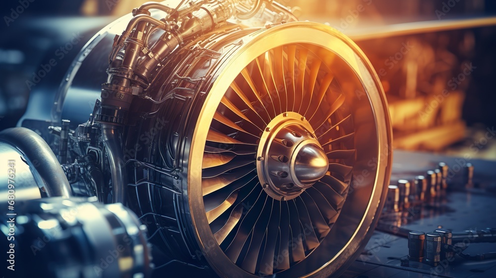 Aircraft engine. Internal components of the aircraft engine Stock ...