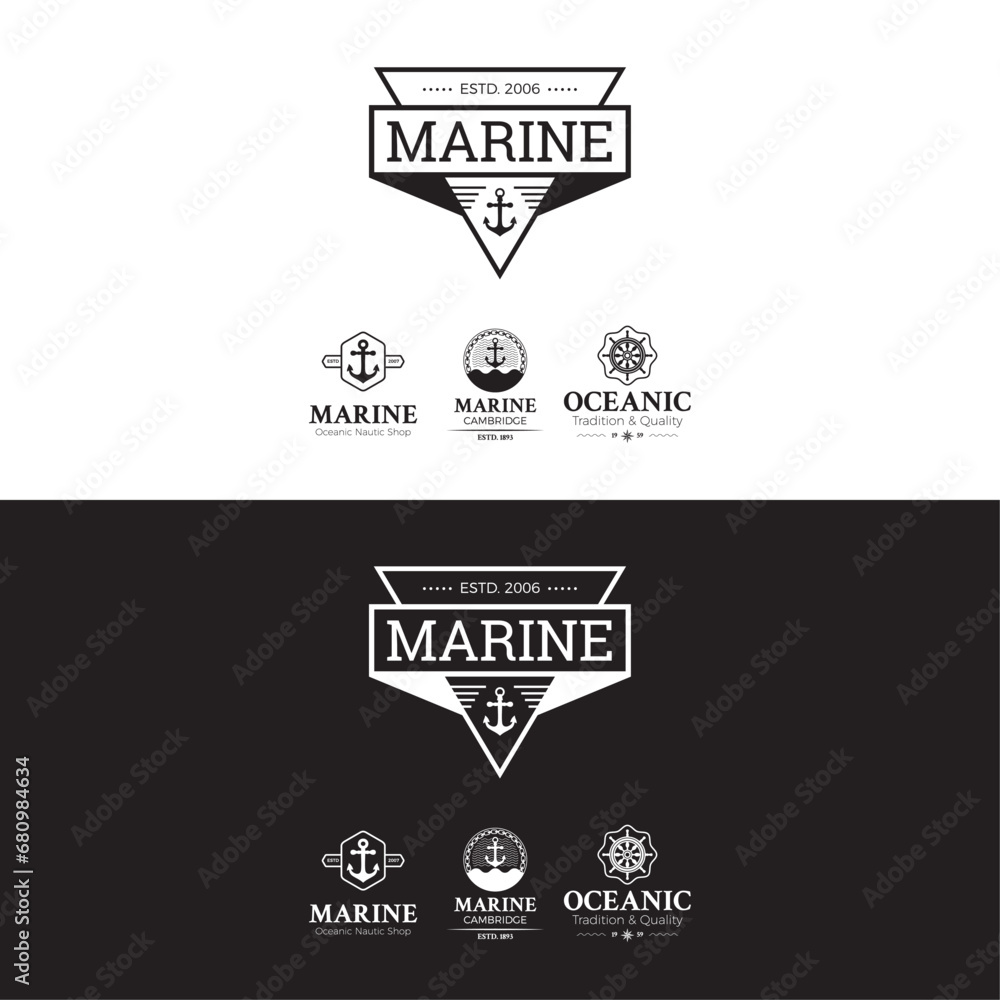 Vetor de Marine, sailing, cruise logo or label badges. Nautical themes ...