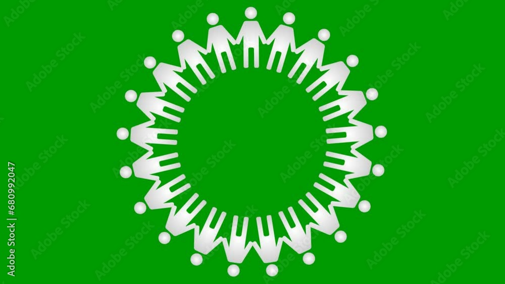 Animated silver circle of people turns around. Symbols of people are ...