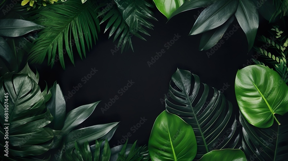 Greenery horizontal frame template with place for text for wedding ...