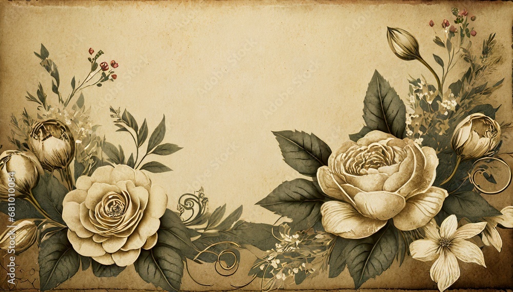 vintage background floral illustration old paper texture Stock Photo ...