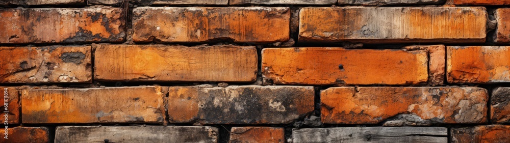 Weathered Brick Wall with Varied Shapes and Sizes in Grid Pattern Stock ...