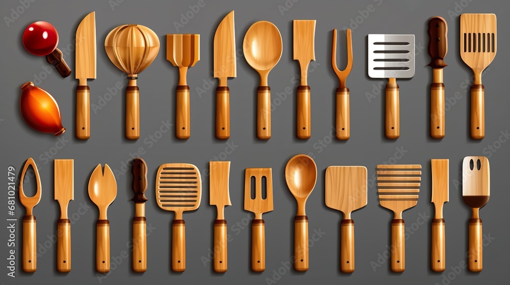 Kitchenware 3d icon set. Kitchen utensils for cooking. Isolated icons ...