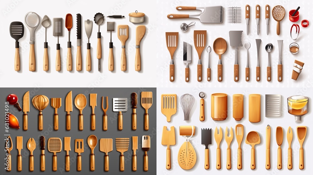 Kitchenware 3d icon set. Kitchen utensils for cooking. Isolated icons ...