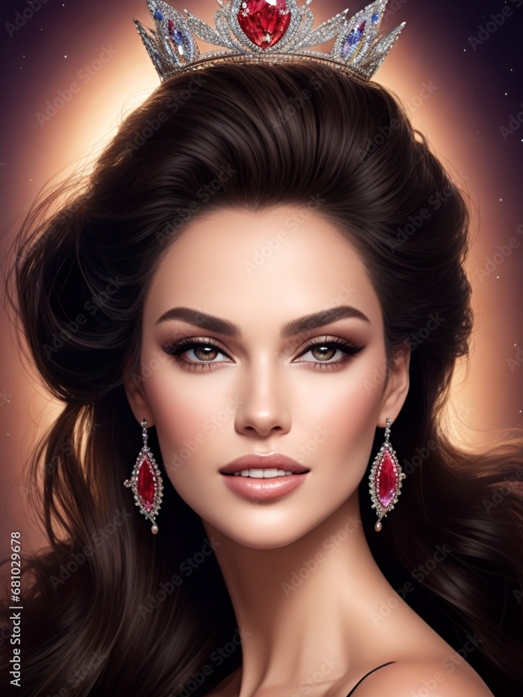 Miss Universe portrait. Most beautiful woman in the world. Supermodel ...