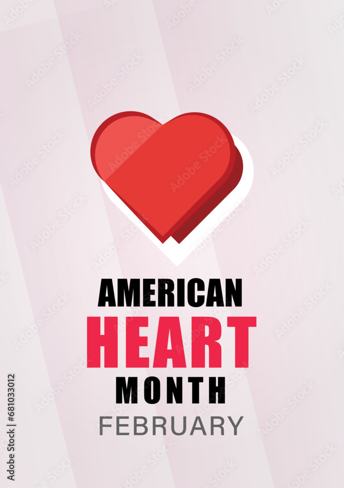 American heart month design. Vector illustration of heart and beat for ...