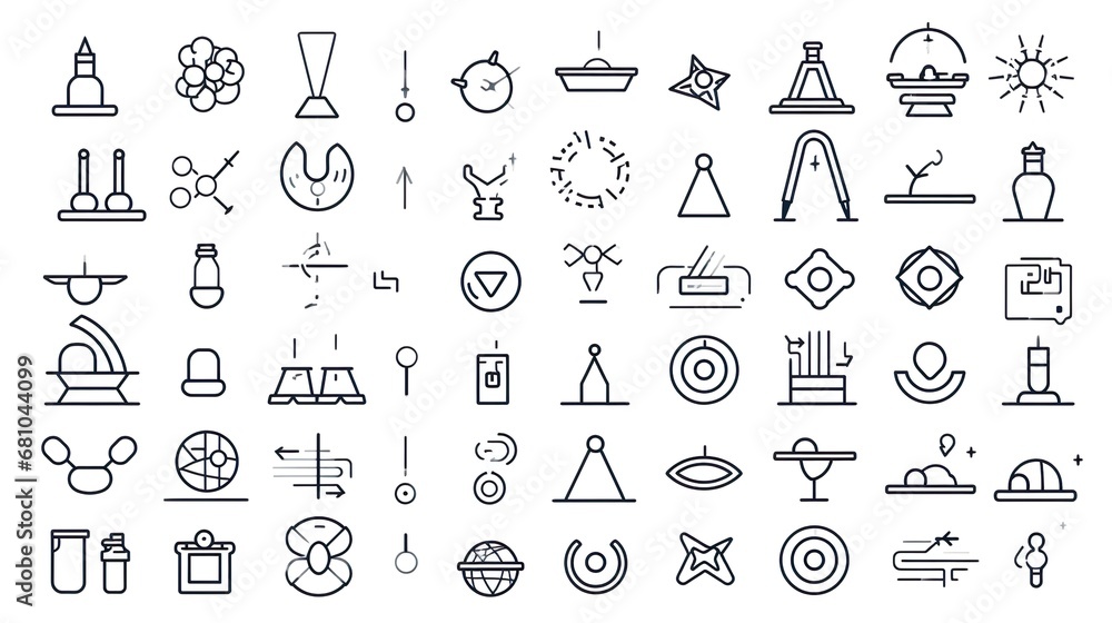 Large set of Chemistry lab and diagrammatic icons showing assorted ...