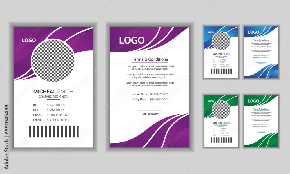 Minimal office Identity card template design with multi color variation ...
