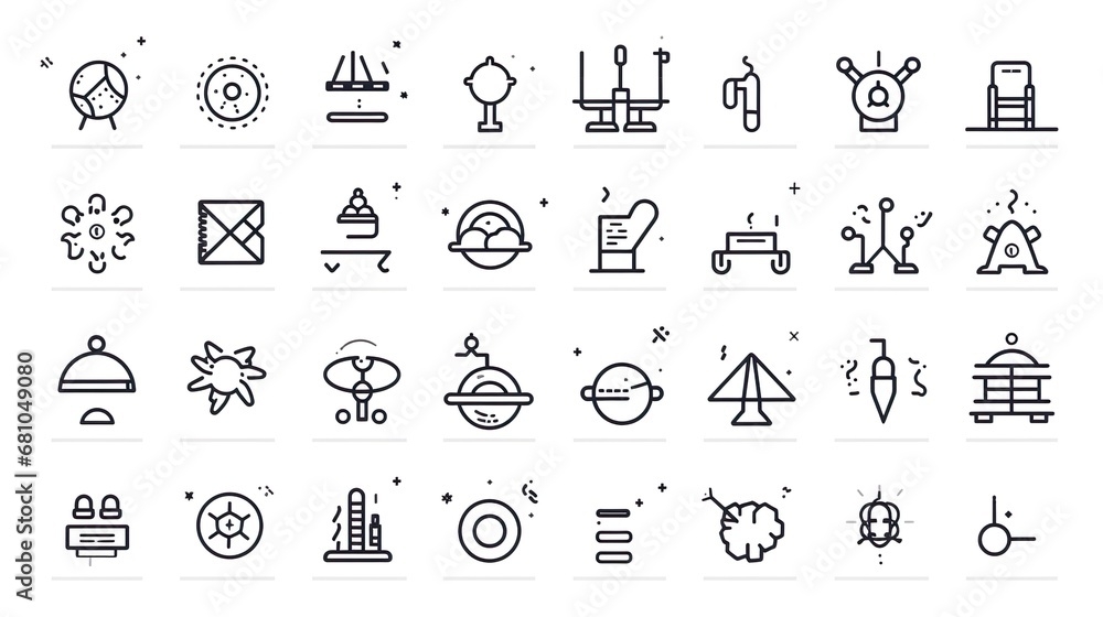 Large set of Chemistry lab and diagrammatic icons showing assorted ...