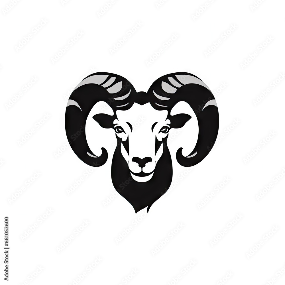 Ram Head Icon, Sheep Logo, Mutton Template, Bighorn Pictogram, Minimal ...