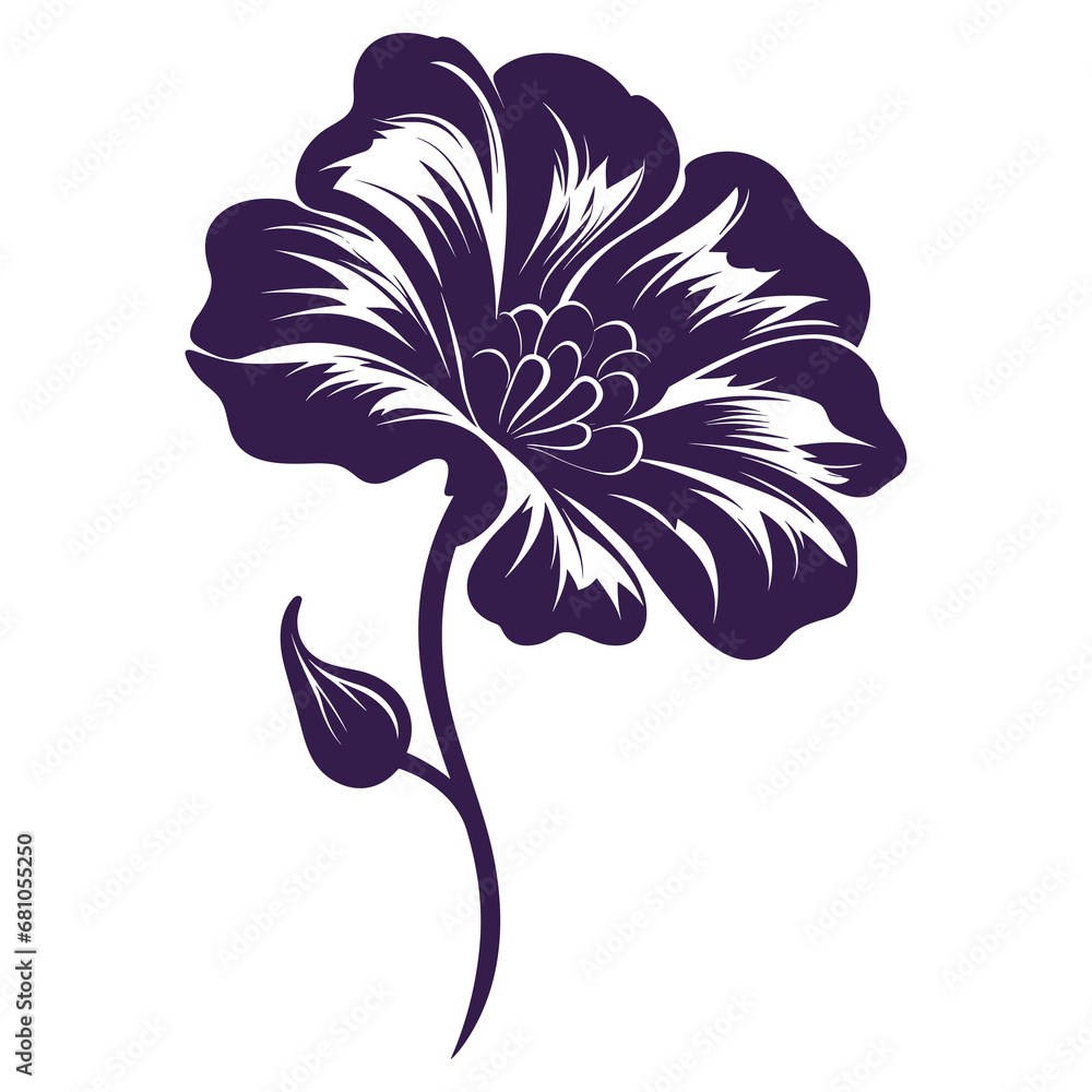 Violet flower illustration, isolated on transparent background Stock ...