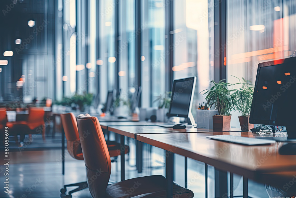 An interior view of an empty office for wallpaper, background and zoom ...