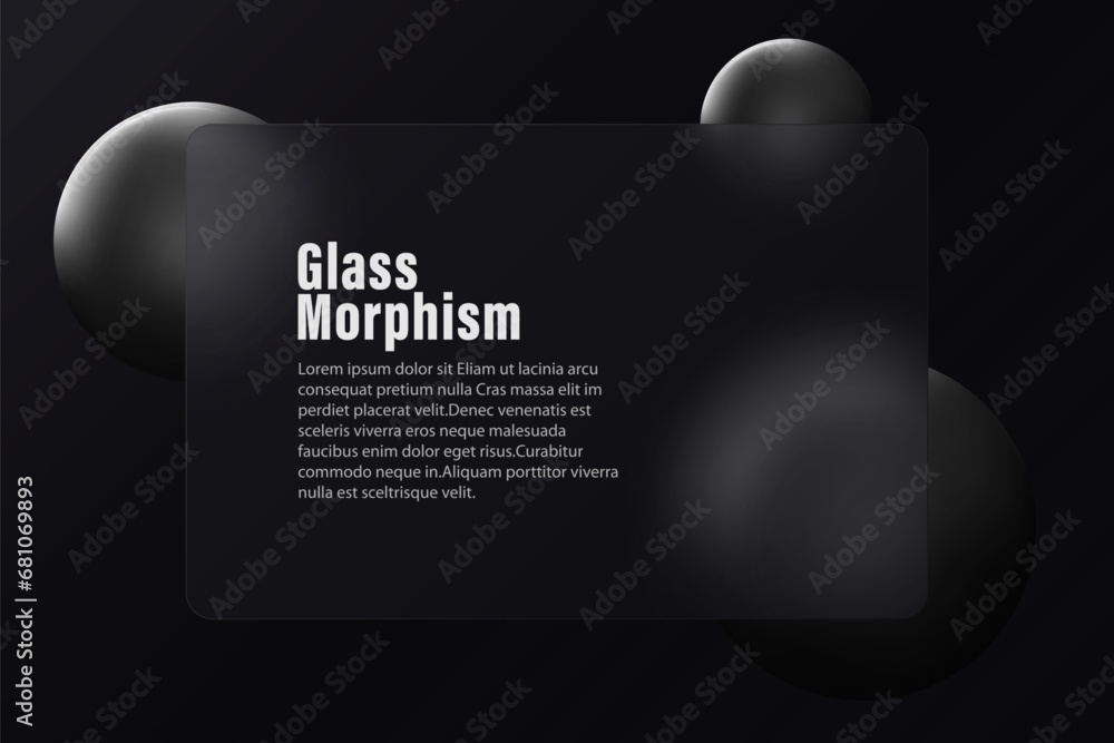 Glass morphism style. Rectangular glass banner or bank card with ...