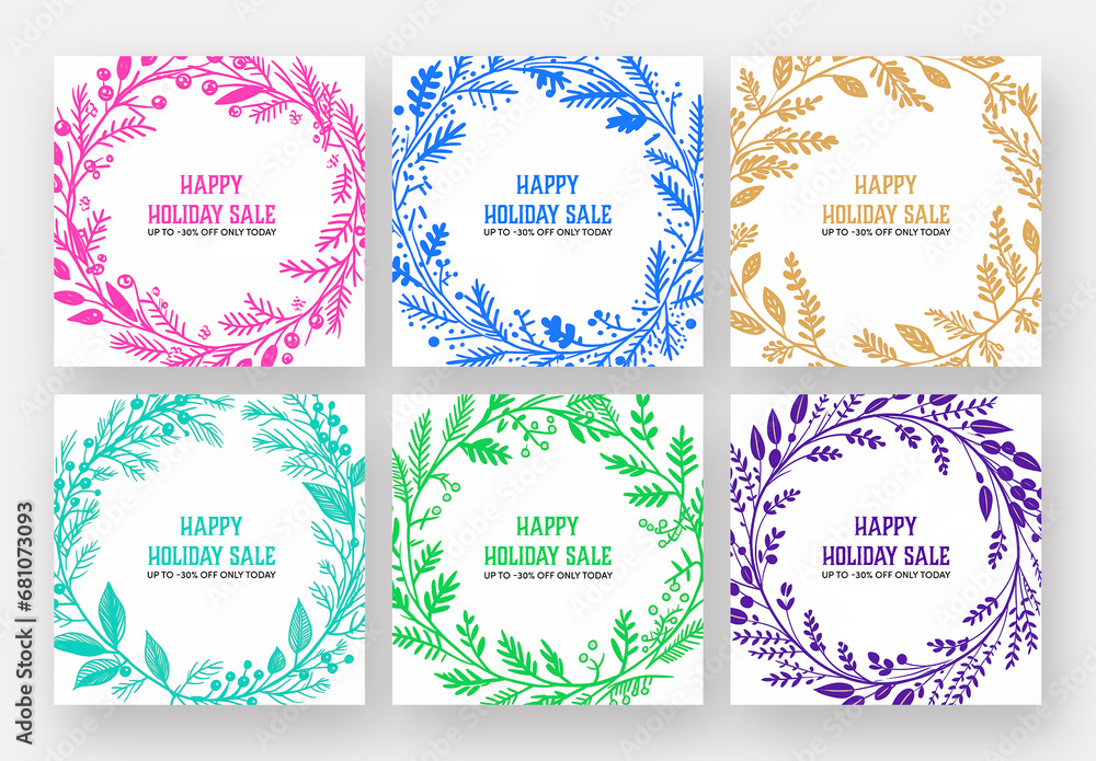 Set Of Minimal Festive Frames With Copy Space and Generative ai Stock ...