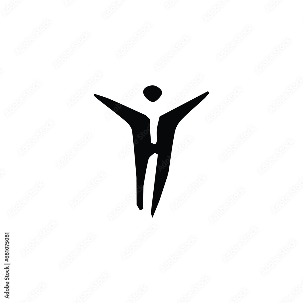 Stickman icon. Simple style graphic design company poster background ...
