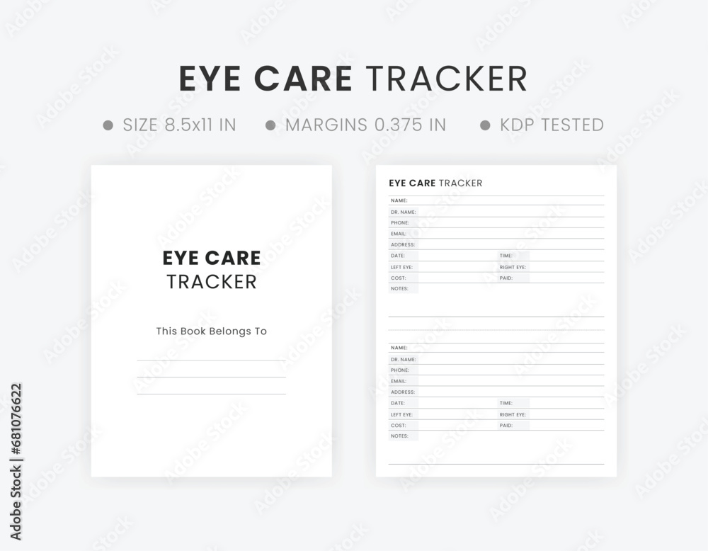 Best Eye Care Tracker Logbook Template, Medical Eye Check-Up ...