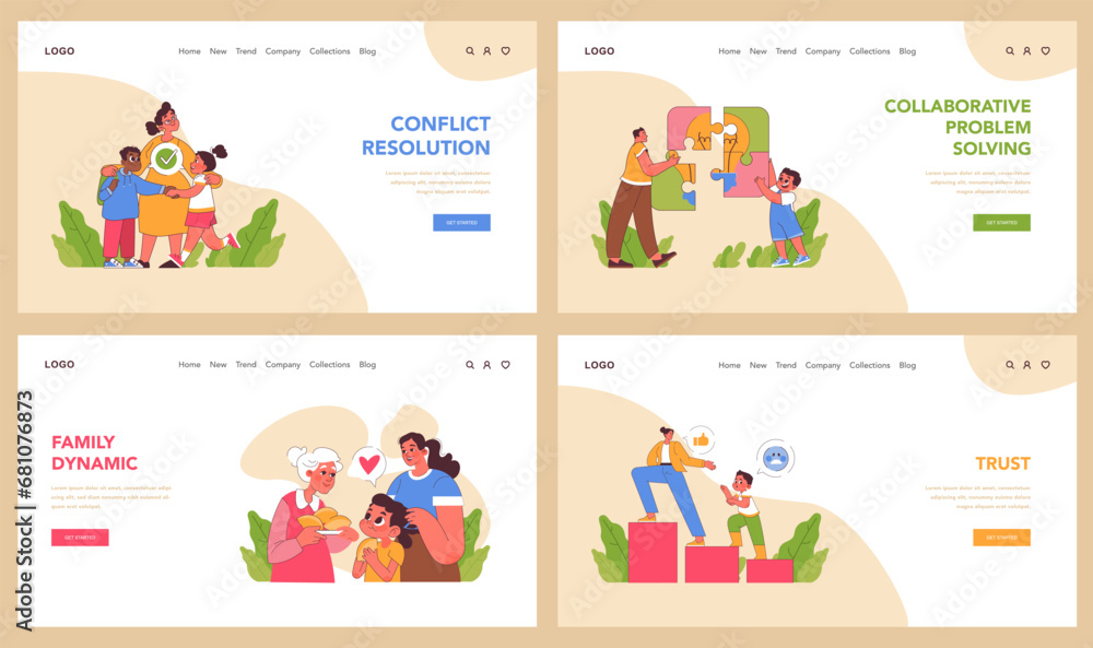 Conflict Resolution set. Harmonious interactions showcased through ...
