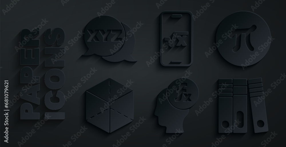 Set Function mathematical symbol, Pi, Geometric figure Cube, Office ...