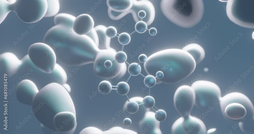 Allantoin rotating molecular 3d structure ball-and-stick model, looped ...