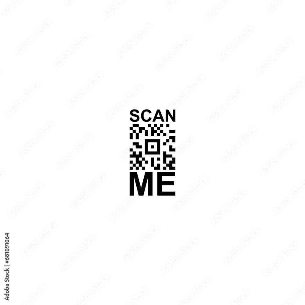 Scan QR code icon. QR code scan icon. Scan me bar code sign isolated on ...