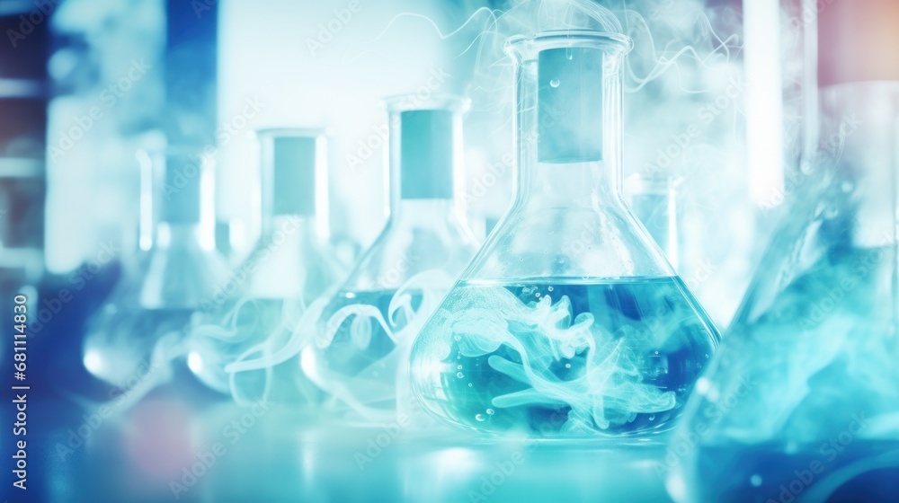 Double exposure photography of close up science and the laboratory ...