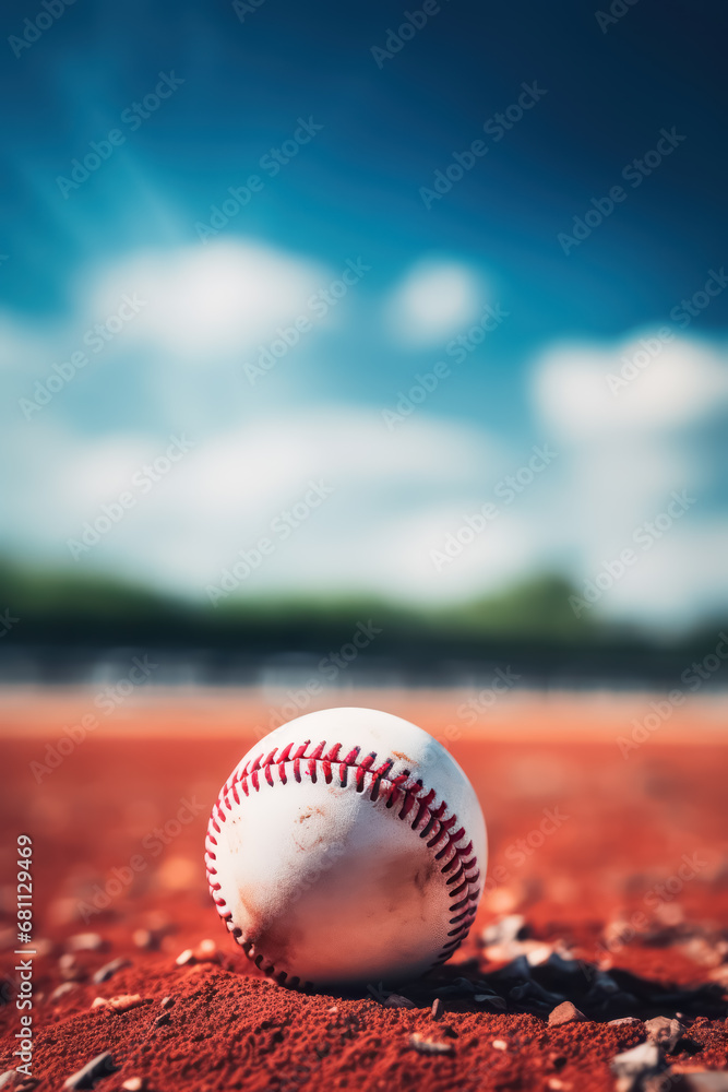 A close up of Ball of baseball on the fresh green grass lawn of the ...
