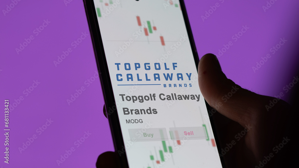 November 20th 2023. The logo of Topgolf Callaway Brands on a giant ...