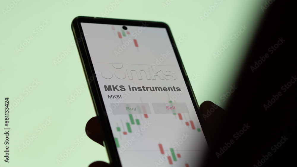 November 20th 2023. The logo of MKS Instruments on a giant white screen ...