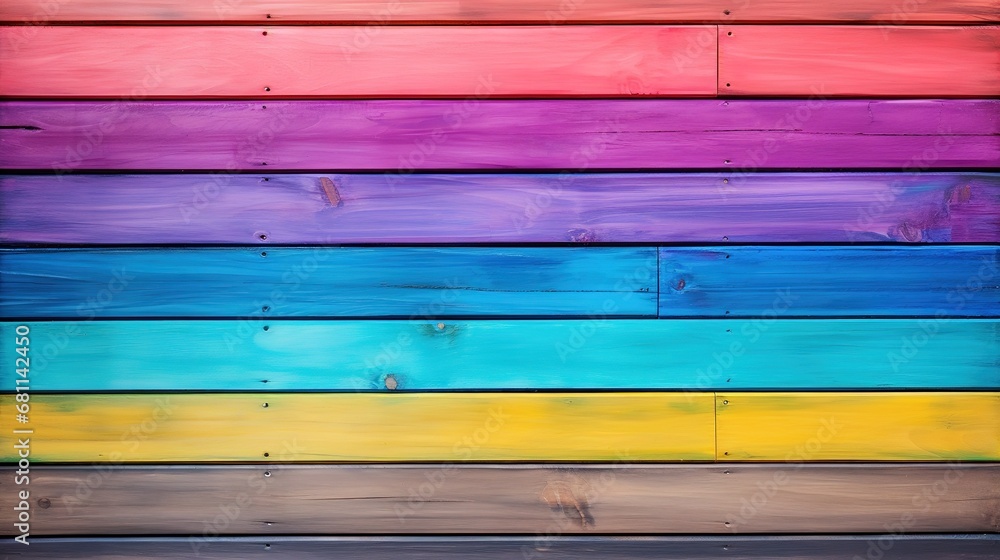 rustic rainbow colorful wall painting of boards and wood texture, wood ...