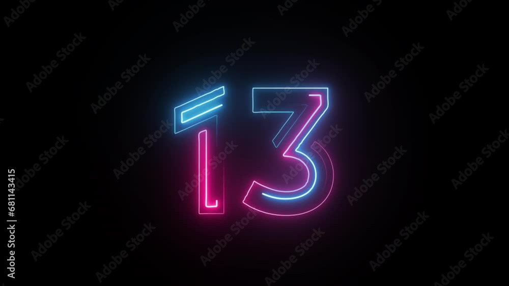 Neon number 13 with alpha channel, neon numbers, number thirteen vídeo ...