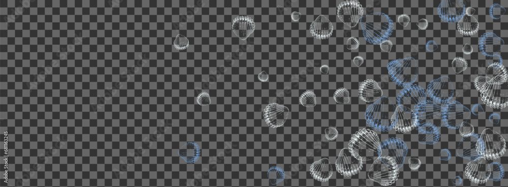 Navy Scallop Background Transparent Vector. Seashell Coastal Pattern ...