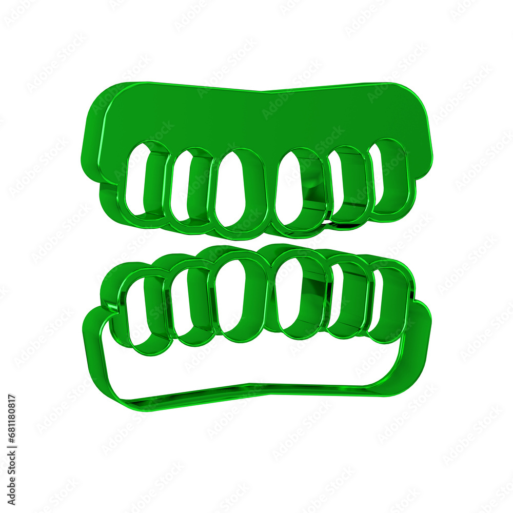 Green Dentures model icon isolated on transparent background. Teeth of ...