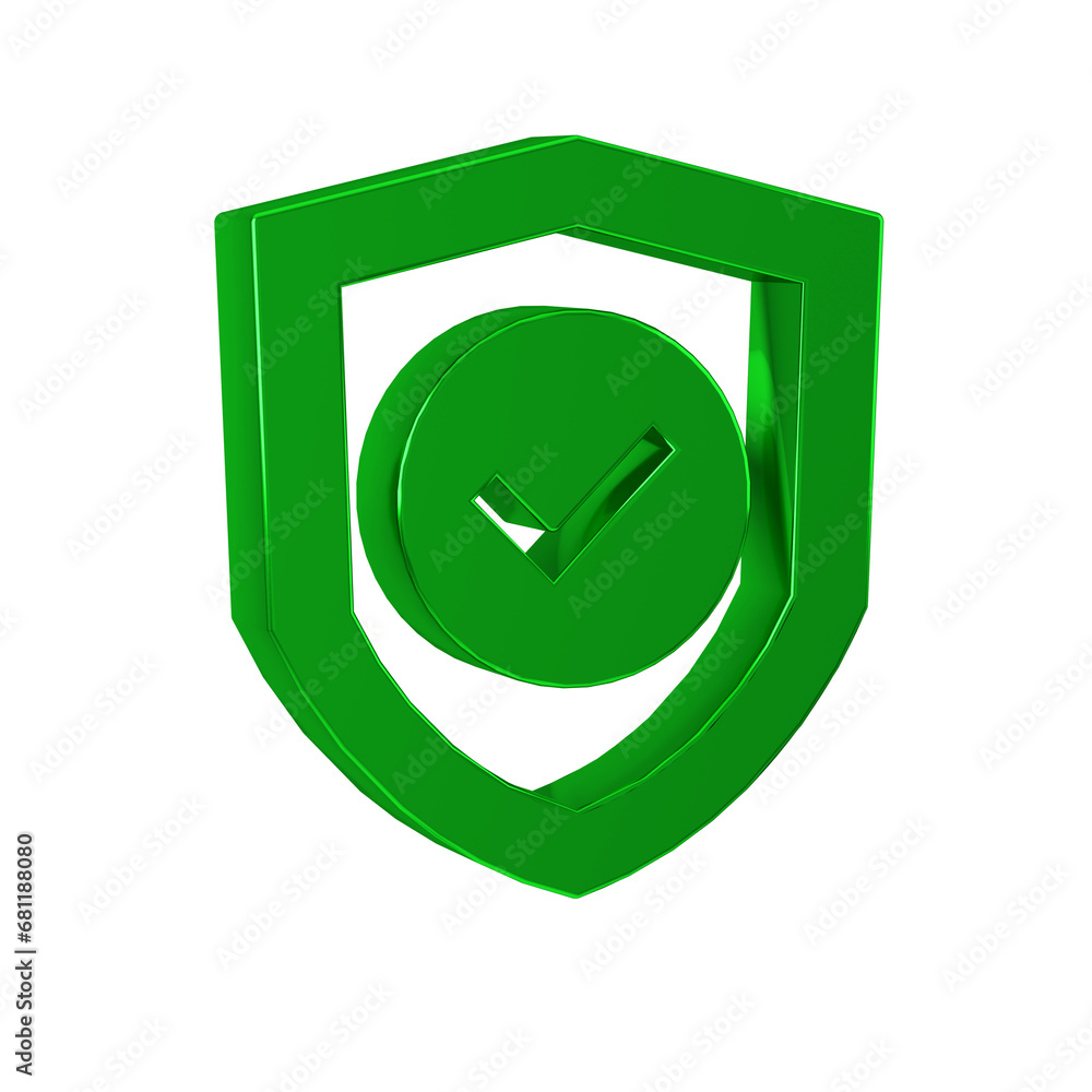 Green Shield with check mark icon isolated on transparent background ...