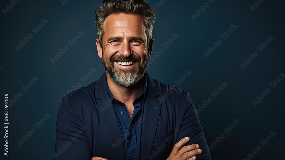 Empowering Success. Middle-Aged Man Exhibiting Confidence and ...