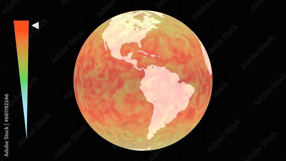 global warming planet heat map 3d illustration. Can be used to ...