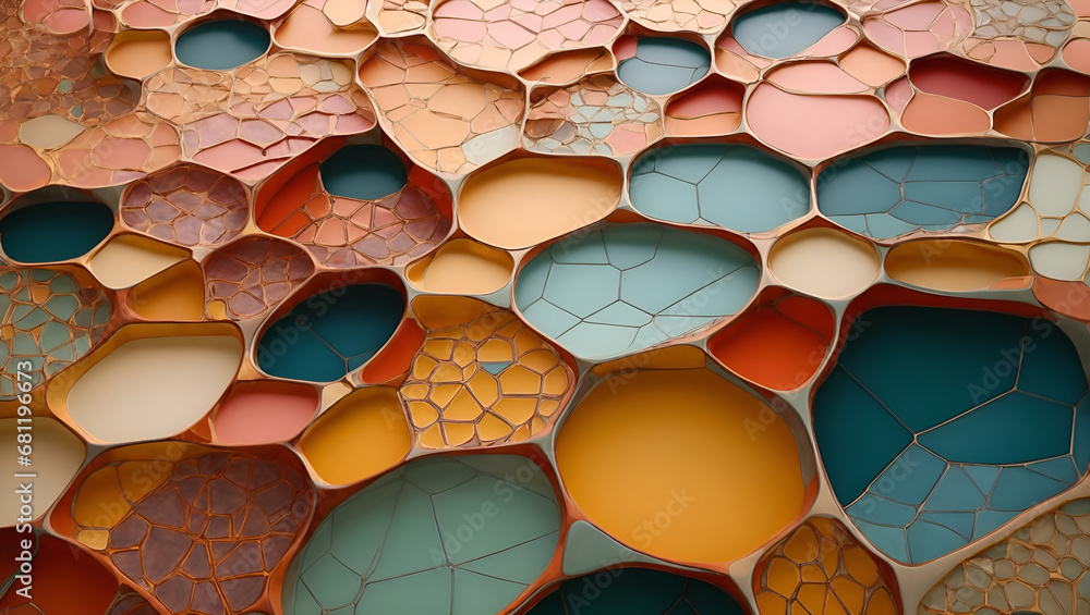 A visually striking Voronoi diagram, the main focus of this image, is a ...