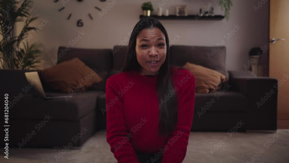 Pov Of A Young African American Woman Giving An Online Tutorial Speaking And Explaining E
