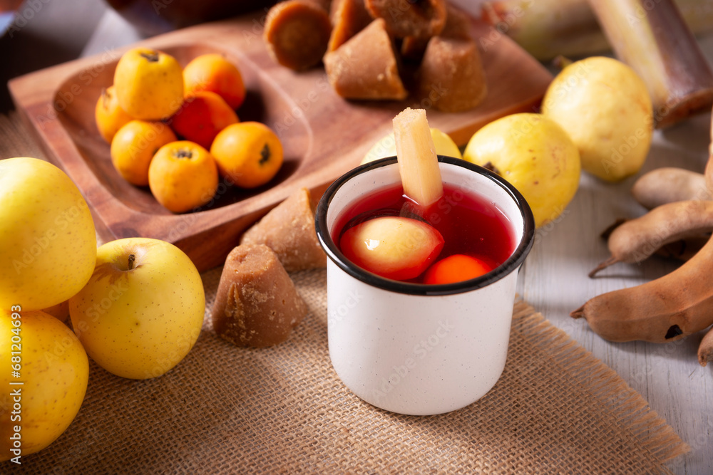 Wall mural Mexican Ponche. Christmas fruit punch is a hot fruit-infused ...