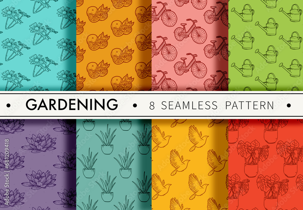 Mockup of 8 customizable repeatable line drawing motifs Stock Template ...