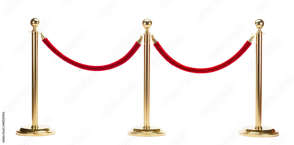 Stanchions with red velvet ropes, cut out Stock Photo | Adobe Stock