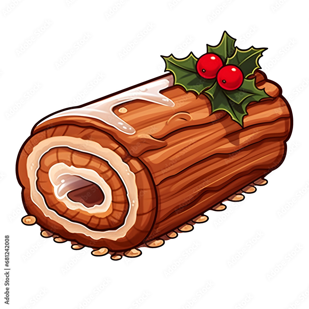 clipart of Christmas yule log cake, christmas clipart, x-mas, holiday ...