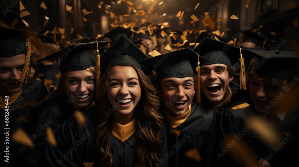 Happy time graduation, university institute school, graduation mantle ...