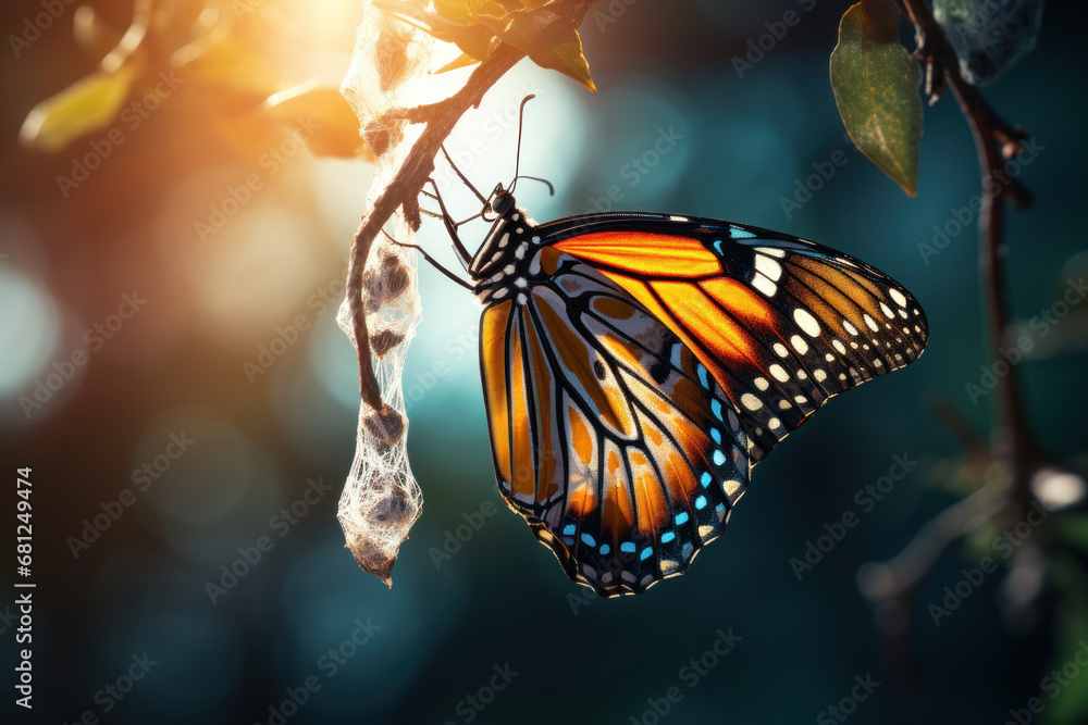 A butterfly emerging from a cocoon, symbolizing the transformative ...