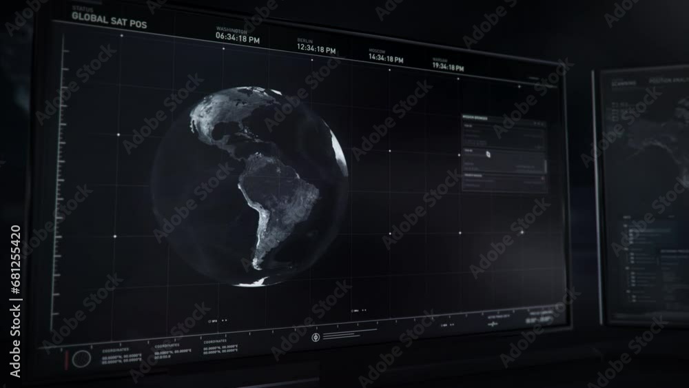 Secret analysis tech is examining the world map. Secret analysis tech ...