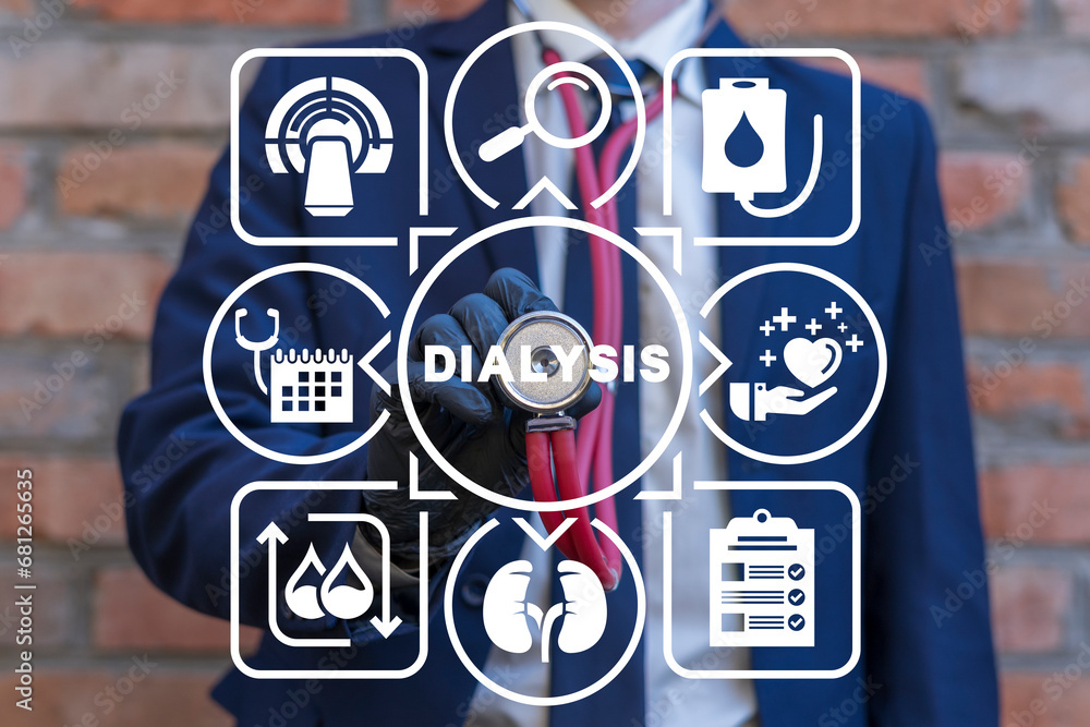 Doctor or scientist using stethoscope and virtual touch screen sees ...