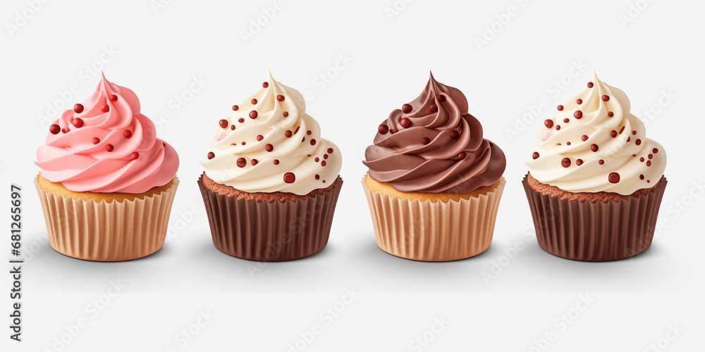 Cupcake muffin with icing frosting on transparent background cutout ...