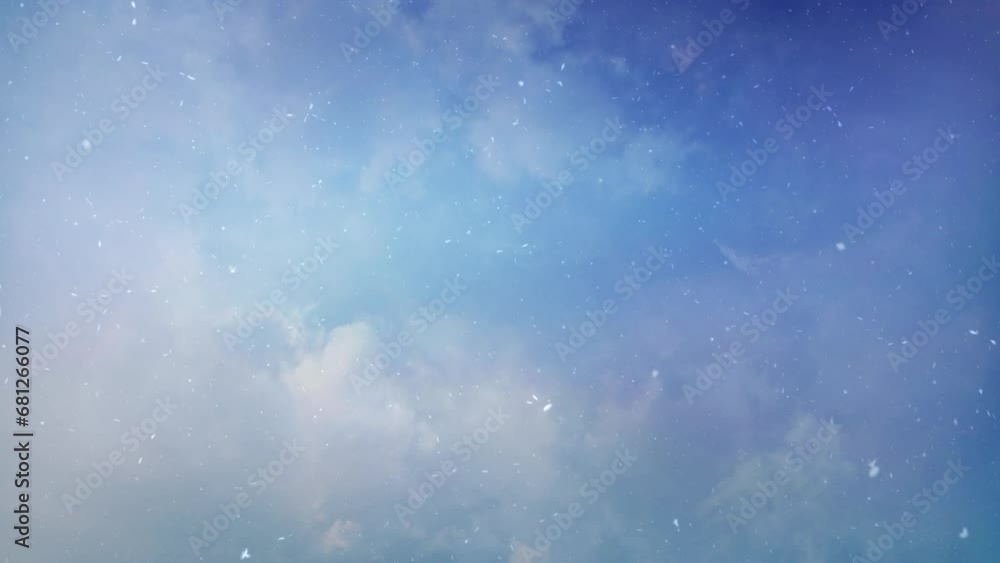 Blue Skies Clouds and Snow Background 4K Loop features a blue sky with ...
