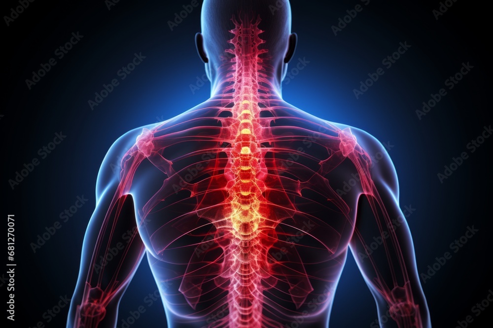 3D rendering medical illustration of male anatomy - spine, structure of ...