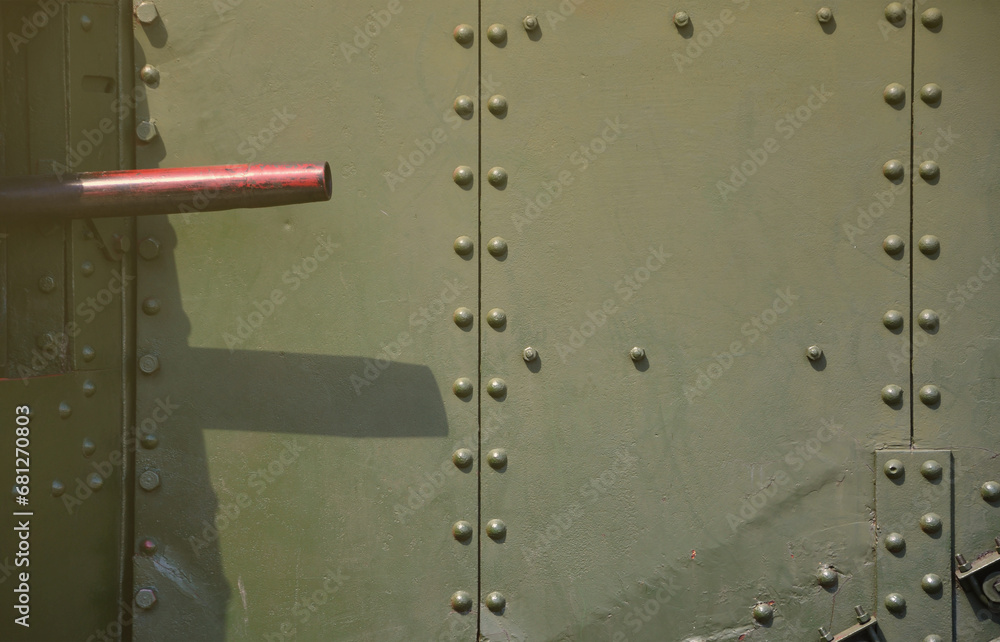 The texture of the wall of the tank, made of metal and reinforced with ...